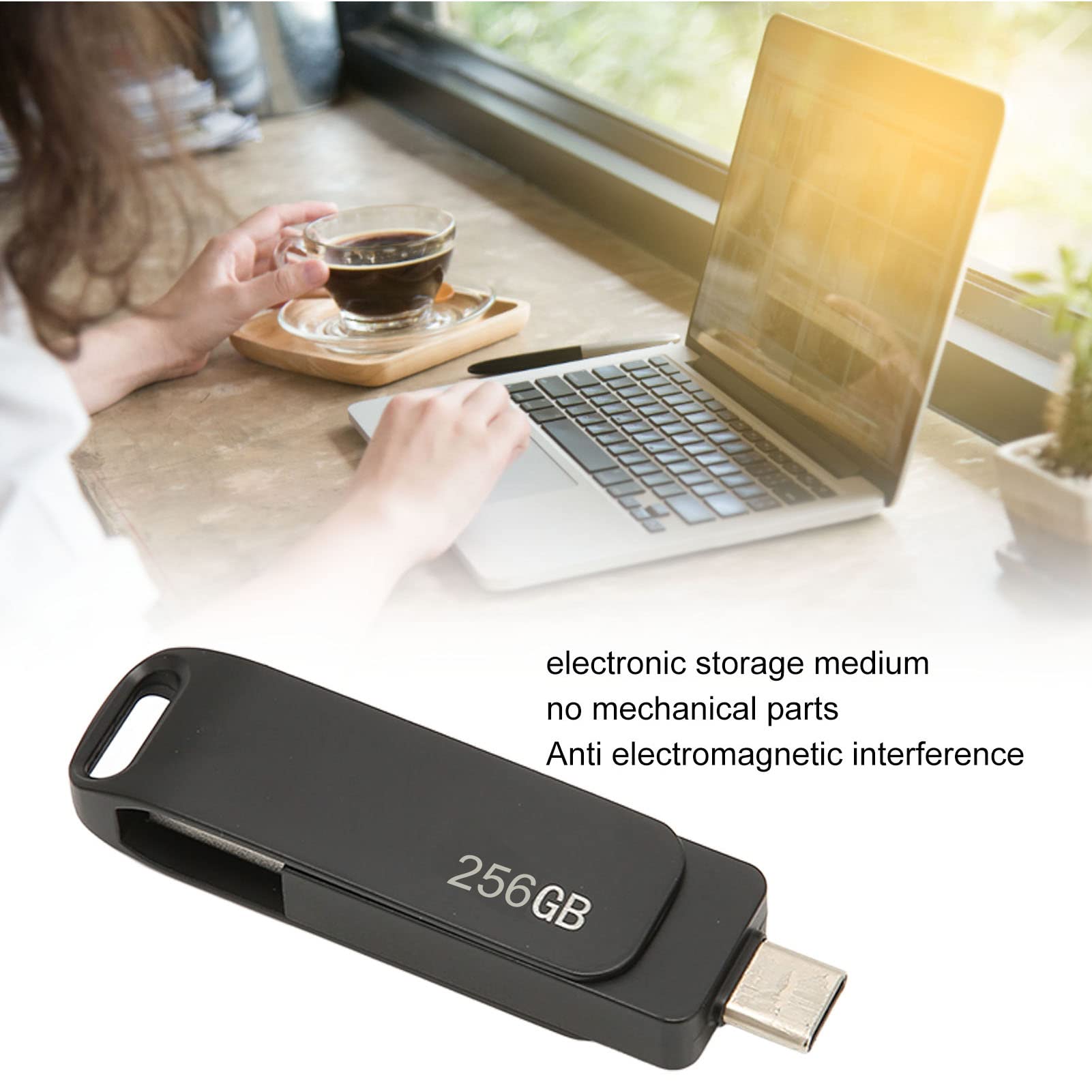 Gaoxin Photo Stick, Shockproof, Portable, Rotatable, 2 in 1, Phone Storage, Metal Material, USB 3.0 Type C 256GB