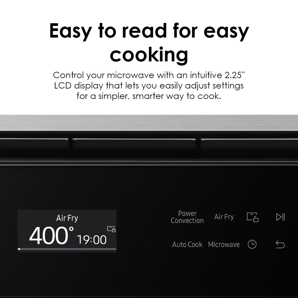 Samsung 1.2 cu. ft Convection Air Fry, Black Glass, MC12DB8700CKAA Countertop Microwave
