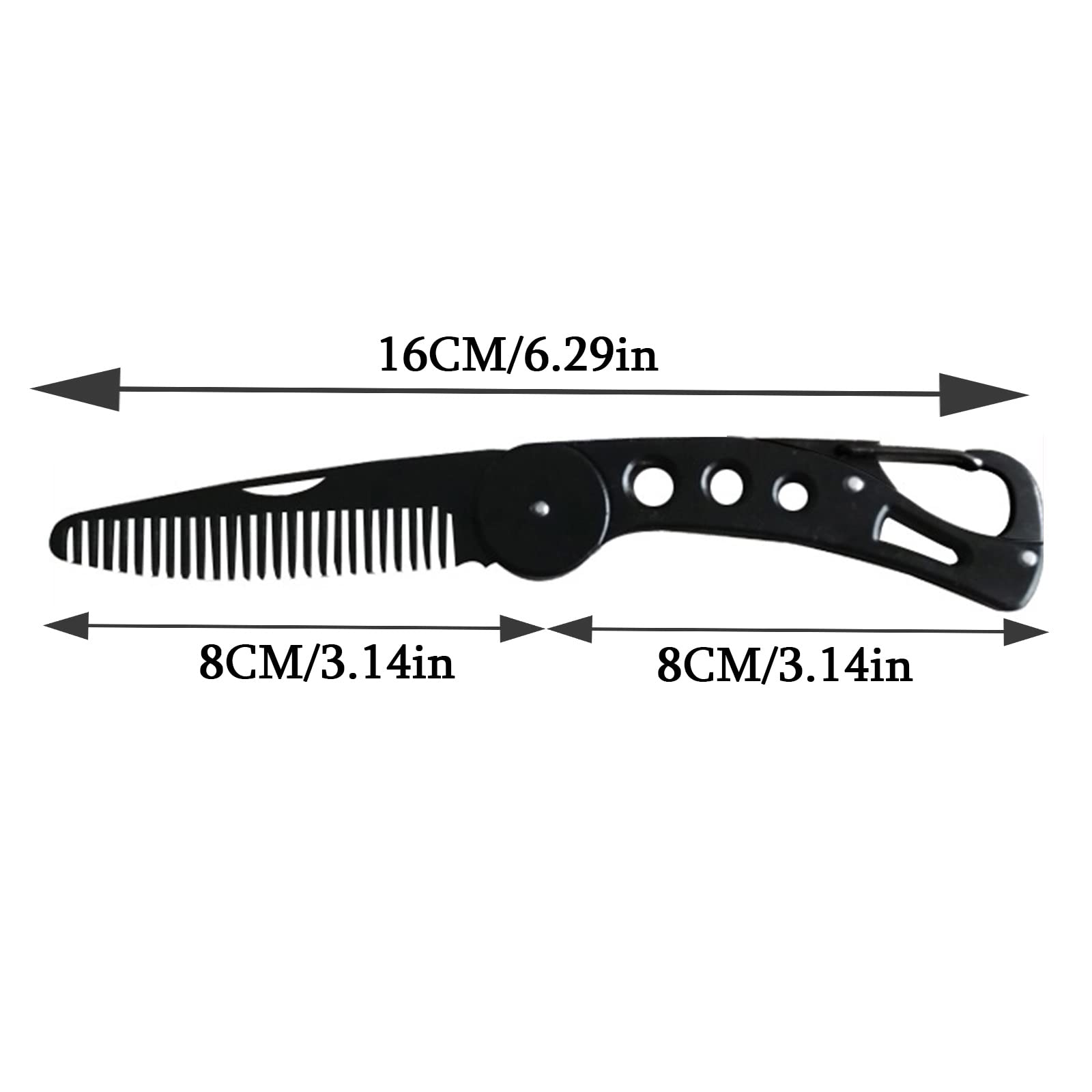 HUATOL Stainless Steel Folding Beard Comb，Portable Bottle Opener and Key Chain for Men Grooming, Combing Hair and Beard