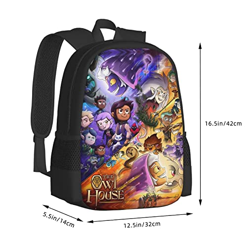 OMELUS Mens Womens The Horror Owl House Cartoon Basic Multipurpose Backpacks,3D Printed Funny Waterproof Laptop Backpack,Travel Camping Hiking Daypack Backpack For Men Women 17 inch