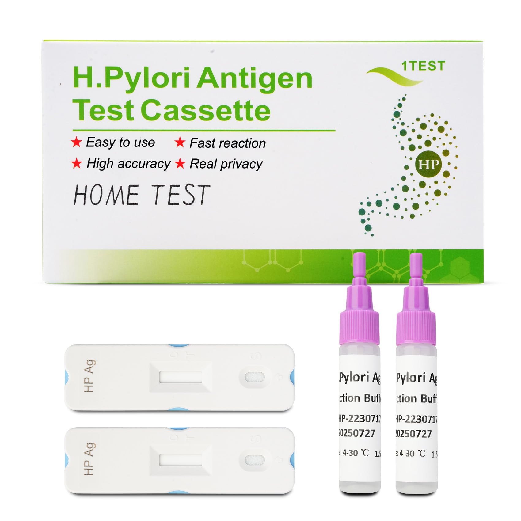 Helicobacter Pylori Stool Test Kits, H. Pylori,h. Pylori Stool (Antigen)10-15 Minutes of Quick Home Testing, The Result is Highly Accurate, Easy to Read and use,2 Test