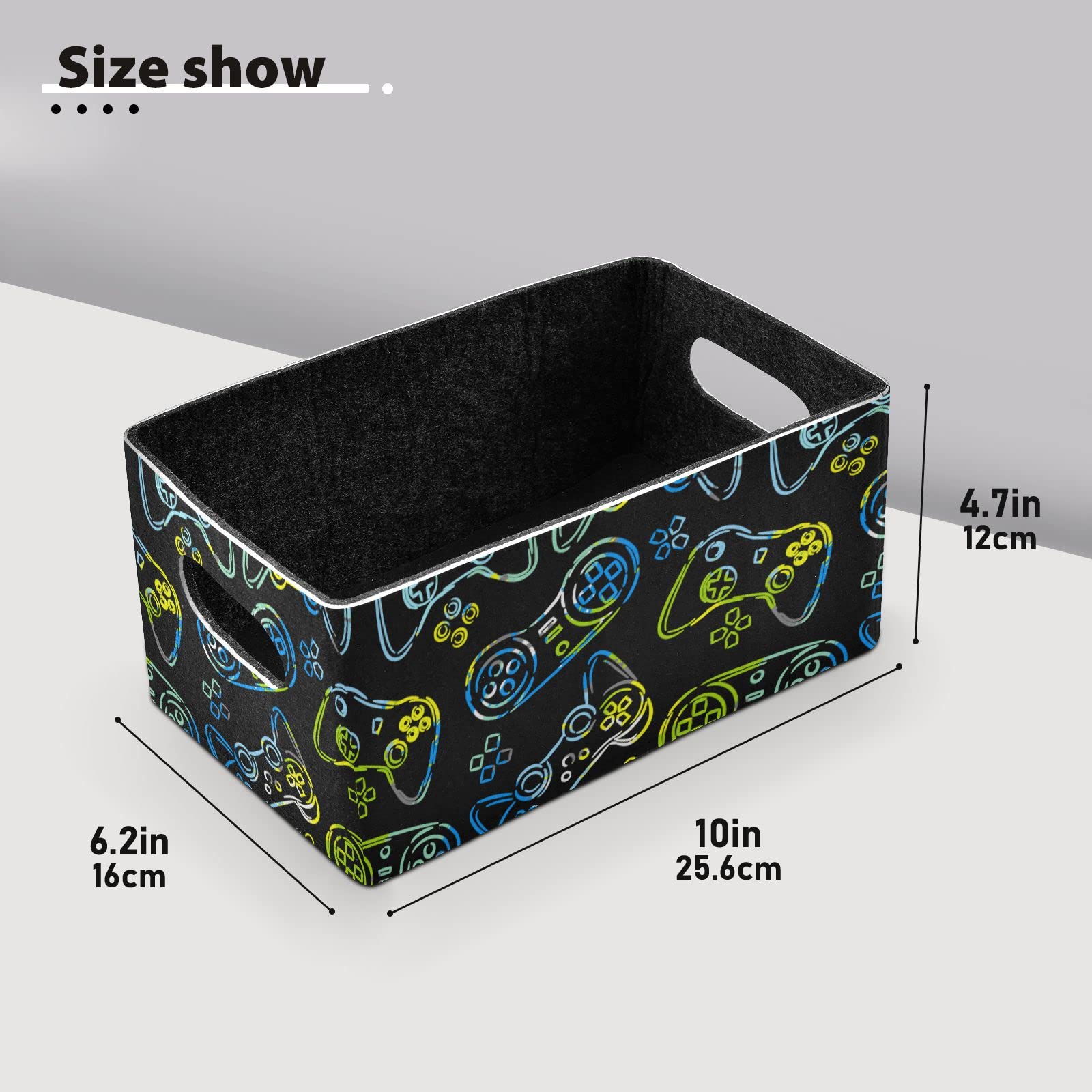 Emelivor Play Games Storage Basket Bins Set (2pcs) Felt Collapsible Storage Bins with Dual Handles Dog Toy Basket for Office Bedroom Closet Babies Nursery Toys DVD Laundry