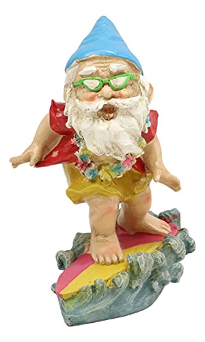 Ebros Free Spirited Hippie Hawaii Themed Vacation Fairy Garden Gnome Holding Aloha Banner Figurine DIY Mr Gnomes Collection Statue Home Decor