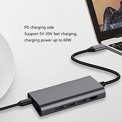 Hub Dock Adapter USB C Docking Station 8-in-1 USB C Hub Adapter for PC Laptop with HDMI, Ethernet, 3 USB 3.0, 60W PD, SD/TF Card Reader Computer Accessories