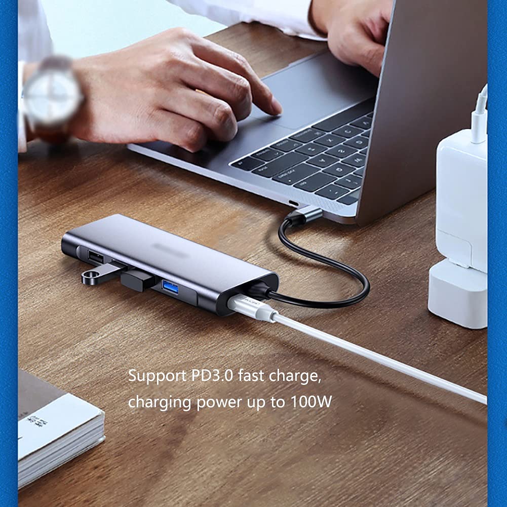 Hub Dock Adapter USB C Dock 11-in-1 USB C Hub Connect HDMI, VGA, SD/TF Card Reader, PD 100W, 3 USB 3.0 and USB 2.0, Ethernet, 3.5mm Ports Computer Accessories