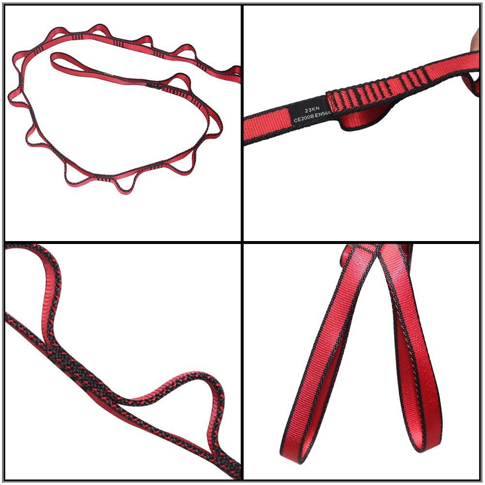 Dasking 2pcs Strong Climbing Strap Adjustable Strap Rope Strong Daisy Chain Nylon Daisy Chain Yoga Straps (Red)