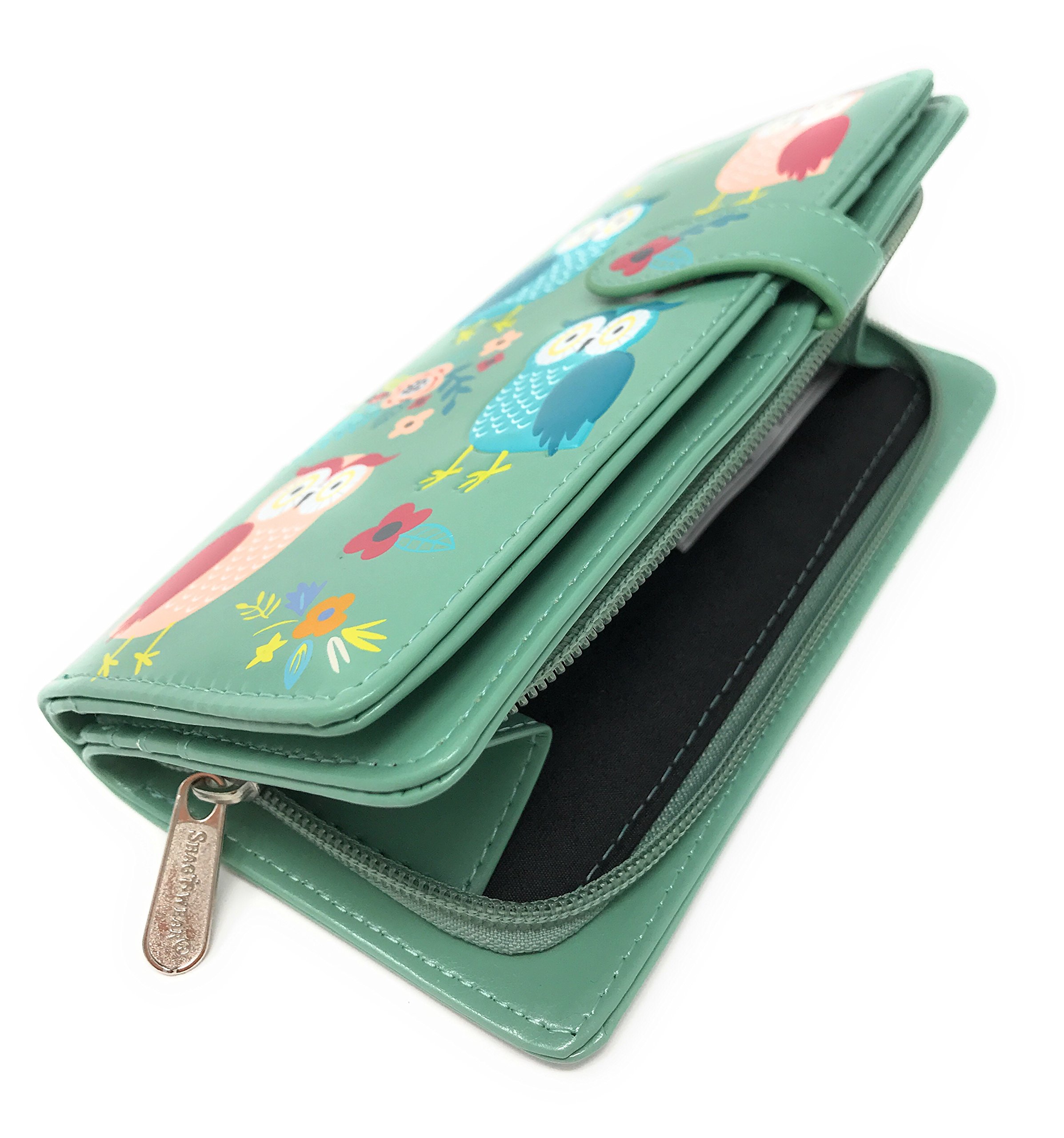 Shag Wear Bird Wallet for Women 7" (Owl Garden Green)