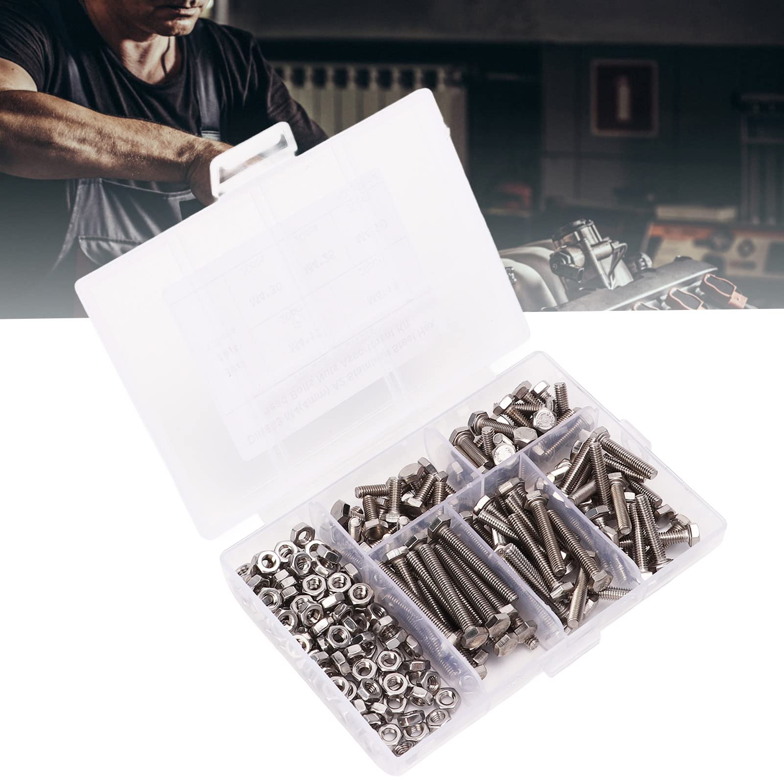 Heavy Duty Bolts Kit, Anti Oxidation Clear Thread Uniform Pitch 200PCS M4 Hex Bolts Screw Easy to Maintain 304 Stainless Steel for Industrial