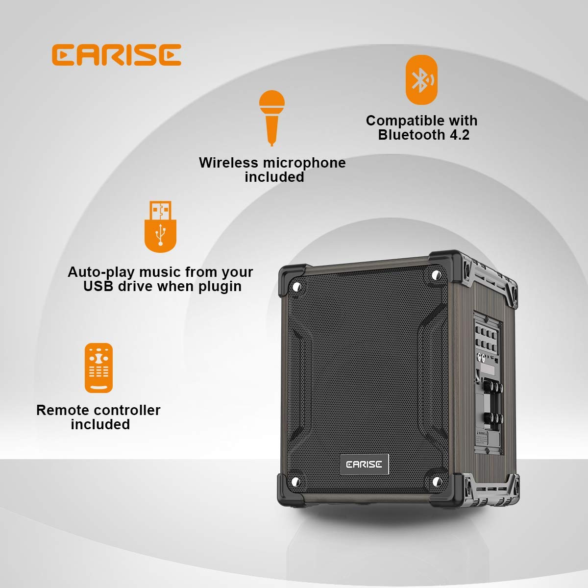 EARISE M37 Wooden Box PA System with 2 Wireless Microphone for Home Party 100W
