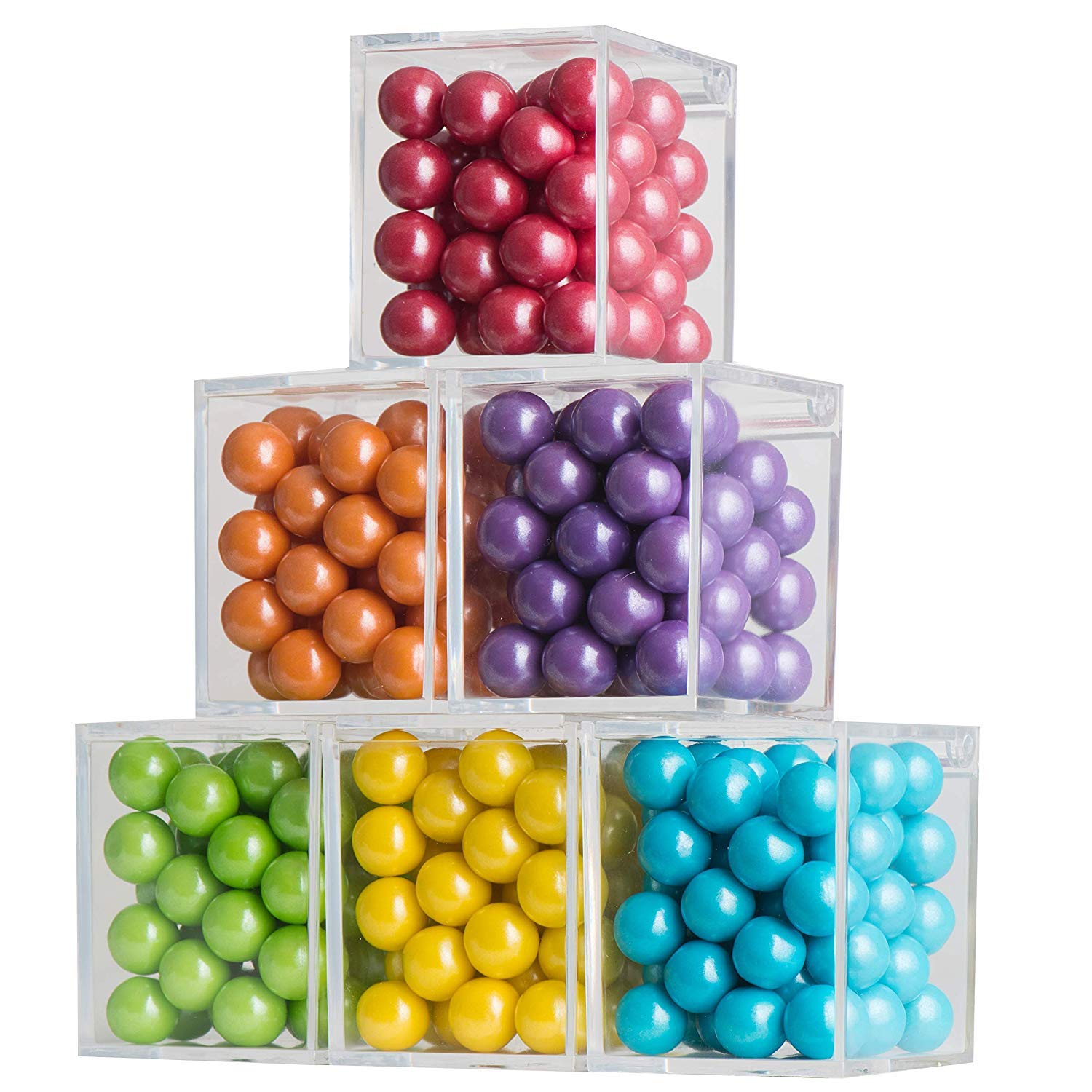 Hammont Clear Acrylic Boxes - 6 Pack - 2.36''x2.36''x2.76'' - Small Lucite Boxes for Gifts, Weddings, Party Favors, Treats, Candies & Accessories, Plastic Storage Boxes