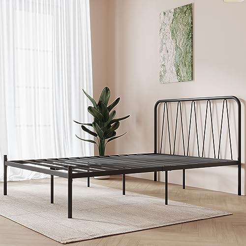Novilla Queen Bed Frame, 14 Inch Metal Platform Bed Frame with Headboard, Heavy Duty Metal Slats Support, Easy Assembly, No Box Spring Needed