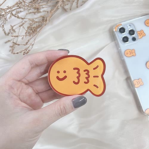 ONLYOU GRIPTOK Phone Grip Korean Grip Tok Taiyaki Design Funny Unique Cute Phone Stand Drop Prevention Just Stick On Custom Pair Women's (Brown)