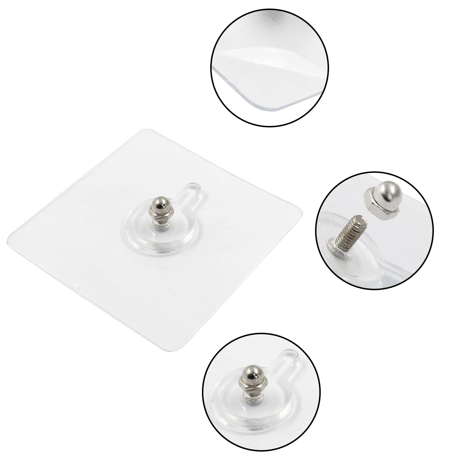 Hitefu 10pcs Self-Adhesive Hooks Without Nails, Heavy Duty Wall Hooks for Hanging, Screw Free Sticker for Wall Mount, Waterproof Picture Hanging Hooks for Kitchen, Bathroom, Home, Office (8mm)