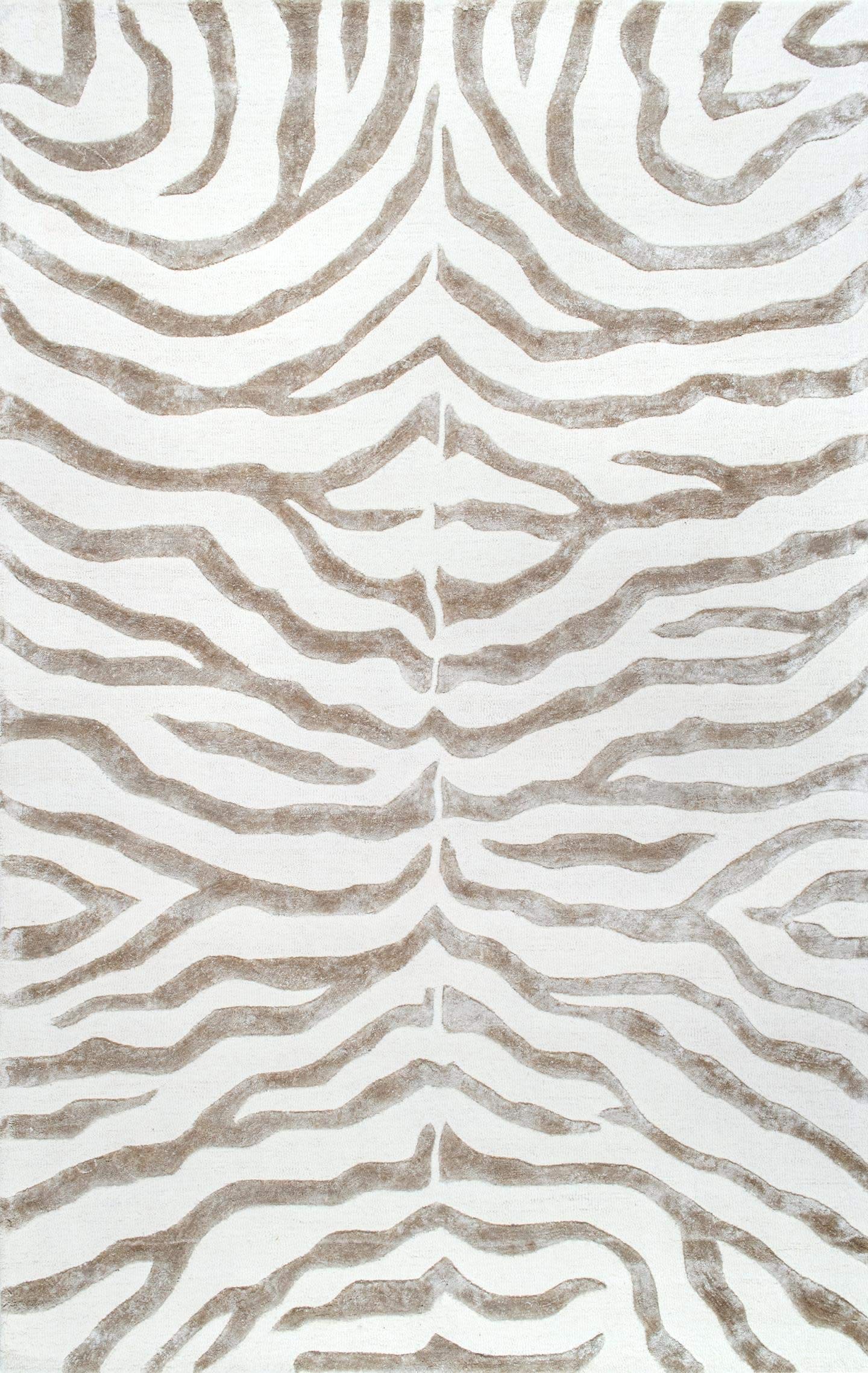 nuLOOM Hand Tufted Plush Zebra Area Rug, 5' x 8', Grey