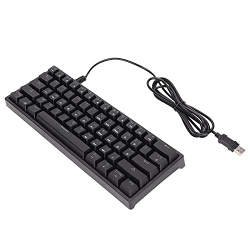 Goshyda Wired Mechanical Gaming Keyboard, 61 Keys RGB Backlight ABS Material Lightweight Portable Plug and Play Blue Switch Keyboard for Home Office
