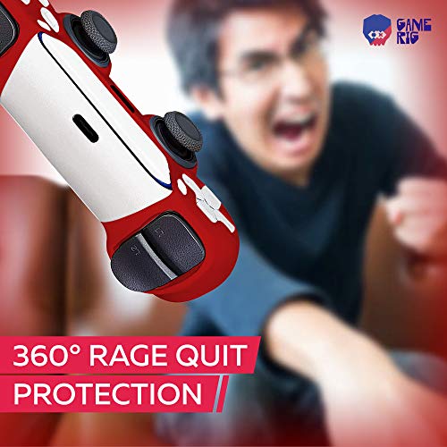 Game Rig PS5 Controller Cover - Dualsense Silicon Skin - Anti-Slip 100% Compatible Case - 360 Degree Gamepad Protector Red