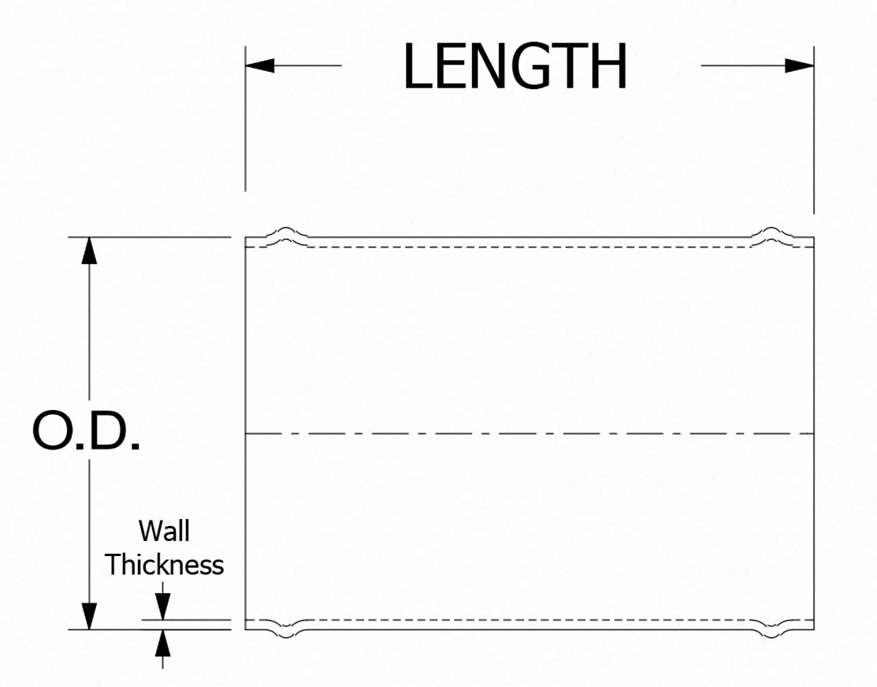 HPS AJ400-500 6061 T6 Aluminum Joiner Tubing with Bead Roll, 11 Gauge, 4" Length, 5" OD, 0.120" Wall Thickness