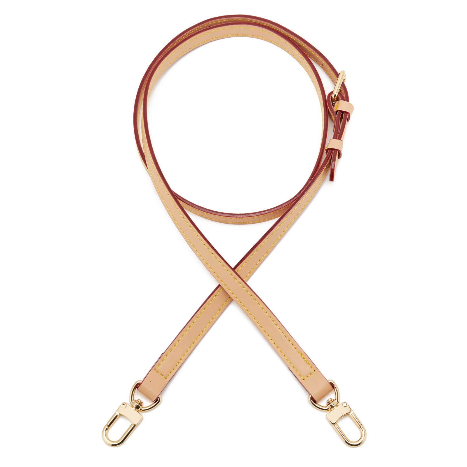 DOAPMLL Purse Straps Leather Crossbody Replacement Adjustable Whit Gold Hardware Thin Shoulder handbag Strap For Women(Beige-0.6IN1.5CM)