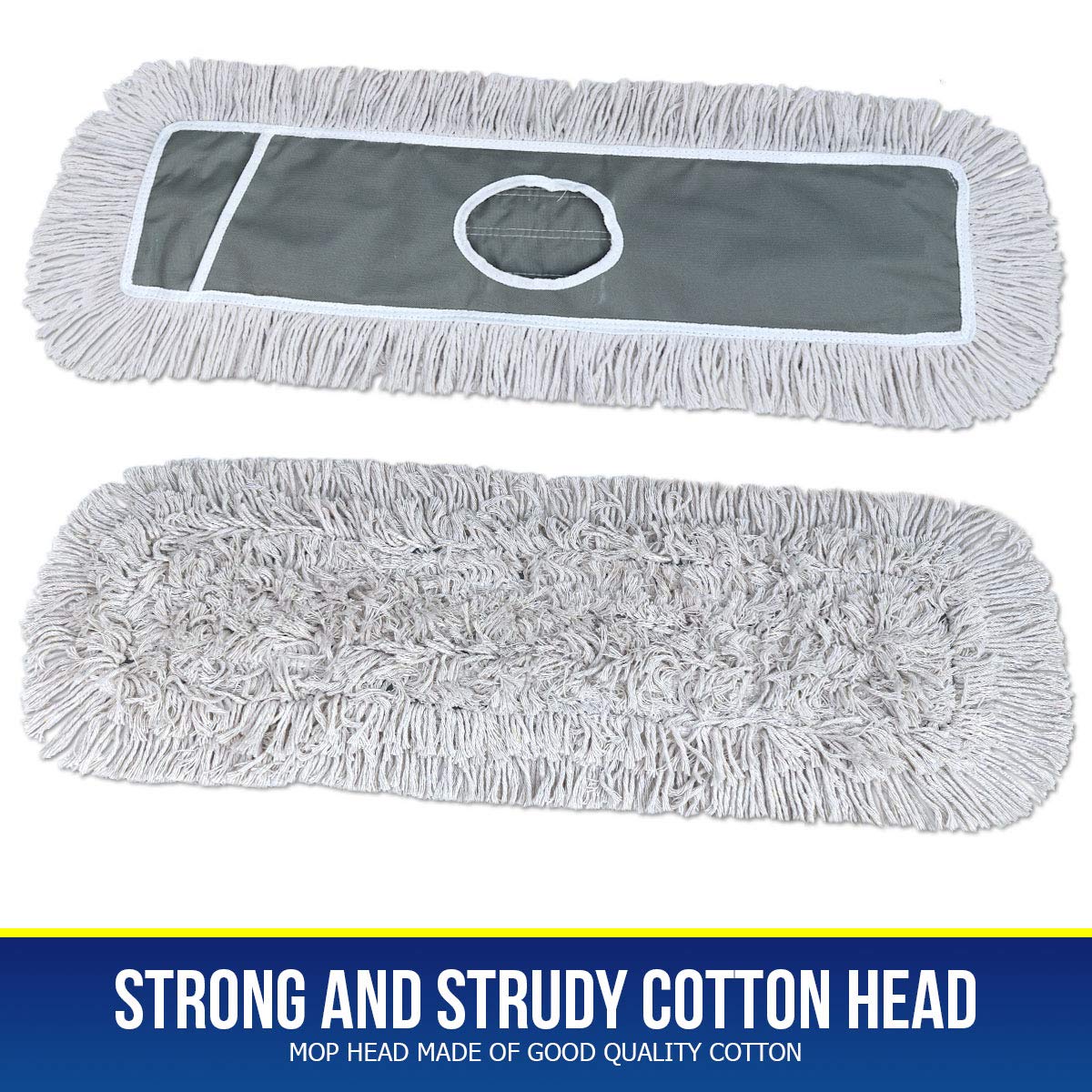 IRONGECKO Premium 24-inch Industrial Class Cotton Wide Dust Mop Head Telescopic Pole Height Max 61" | for Home, Office, Garage | Attracts Dirt, Dust, Water (24 Inch Mop)