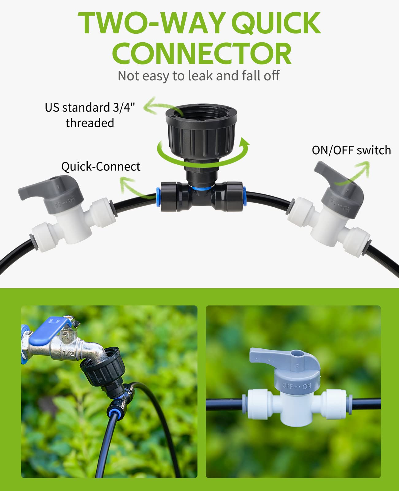 HIRALIY 59FT Greenhouse Mist Drip Irrigation Kit, Hanging Plant Watering System, Garden Watering System with 1/4" Blank Tubing and Misting Nozzles, Quick Connector Design Automatic Irrigation System