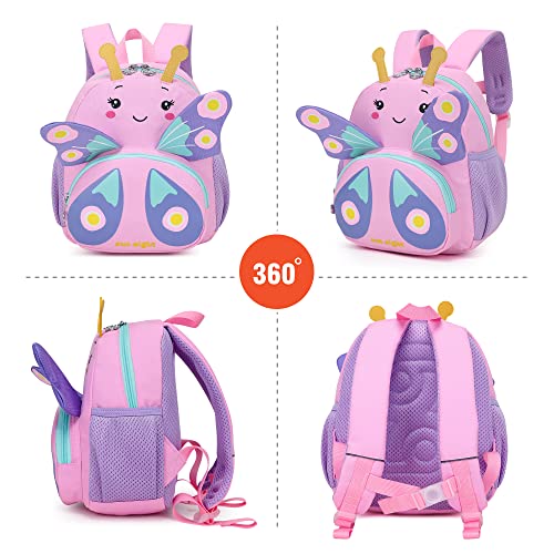 Reqinqin Cute Animal Toddler Backpack,3D Animal Cartoon,MINi Travel Backpack Butterfly Bag for Baby 1-5 Years Girls Personalized Waterproof Bag Kids Backpack(Butterfly)