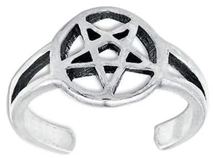 DT JEWELS Pentacle Adjustable Toe Ring for Women's in 14K White Gold Finish