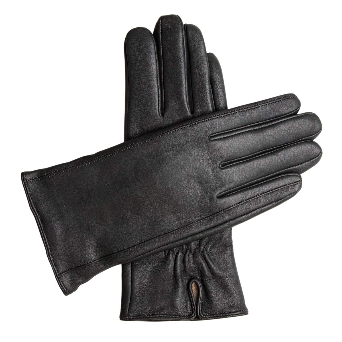 Downholme Classic Leather Cashmere Lined Gloves for Women (Black, M)