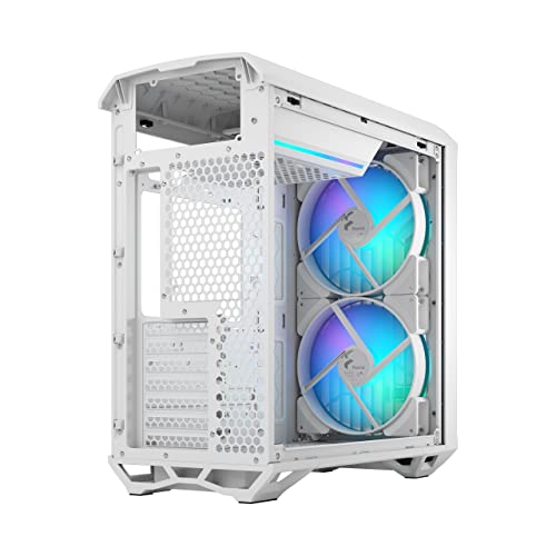 Fractal Design Torrent Compact RGB White - Clear Tint Tempered Glass Side Panel - Open Grille for Maximum air Intake - Two 180mm RGB PWM Fans Included - Type C - ATX Airflow Mid Tower PC Gaming Case