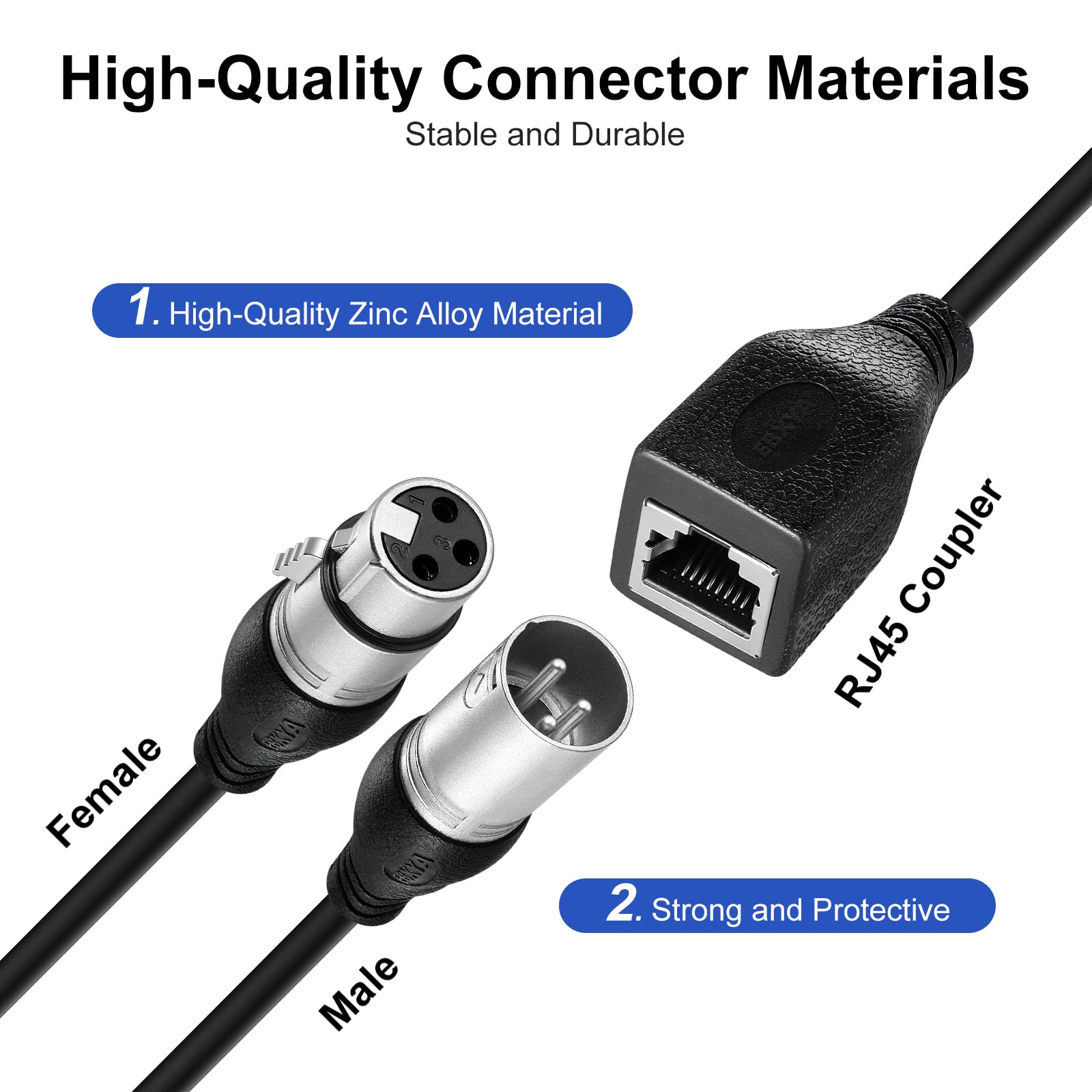 EBXYA 1/4" TRS to XLR Balanced Mic Microphone Cable, XLR to 6.35 Jack, 2 Packs (2 Packs of 1/4 TRS to XLR Female 6FT)