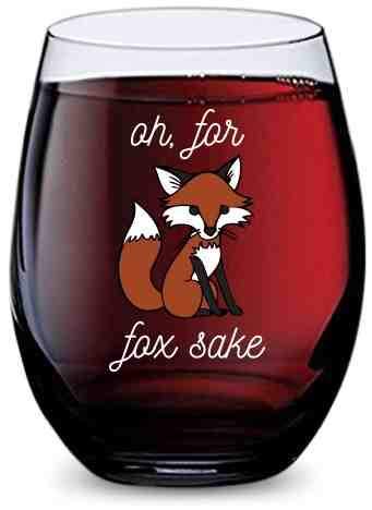 GSM Brands Stemless Wine Glass (Oh For Fox Sake) Made of Unbreakable Tritan Plastic and Dishwasher Safe - 16 ounces
