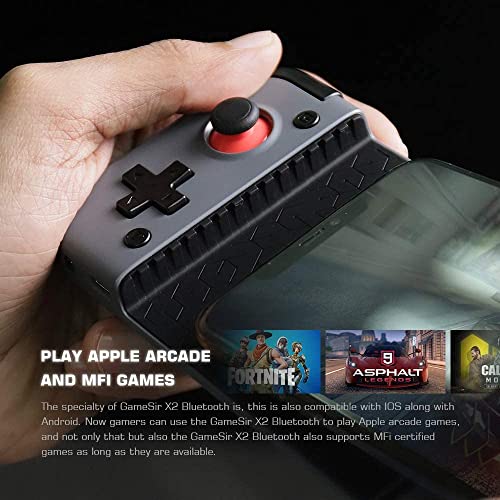 GameSir X2 Bluetooth Mobile Gaming Controller for iPhone/Android Phone, Wireless Phone Game Controller with 500mAh Battery, Stretch Design Up to 173mm, Compatible with Apple Arcade and MFi Games