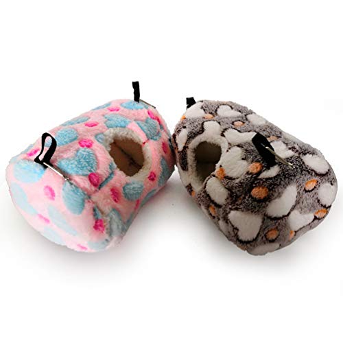 Litewoo Sugar Glider Sleeping Pouch Small Animal Hammock, Hanging Bed Warm Cotton Nest for Rat Hamster Gerbil Sugar Glider Chinchilla Squirrel Guinea Pig (Pink)