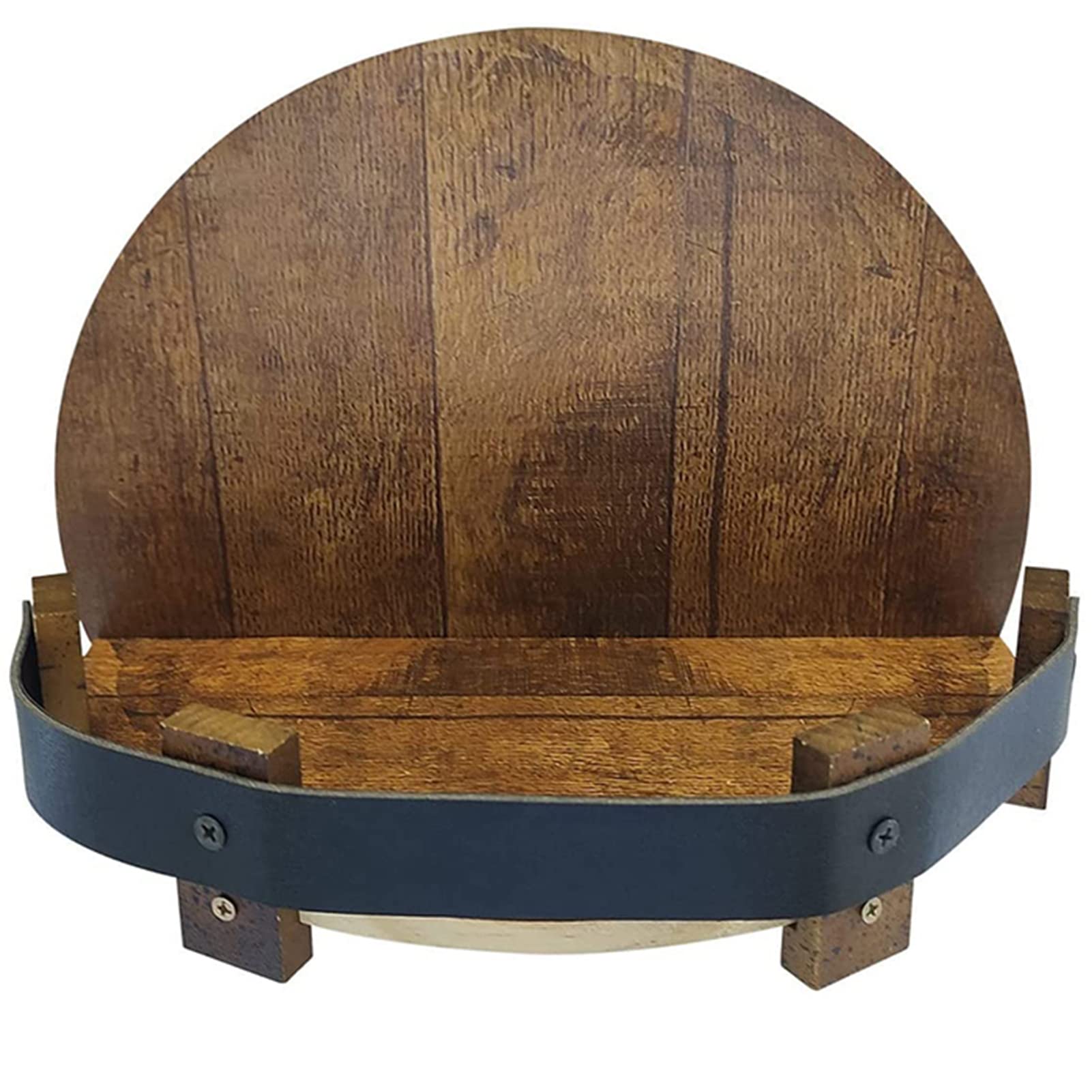 Hand Crafted Liquor Bottle Display,Wall Mounted Whiskey Barrel Shelf,Vintage Round Wine Whiskey Display Organizer Stand Bar Shelves Home Décor,11.8x5.9in