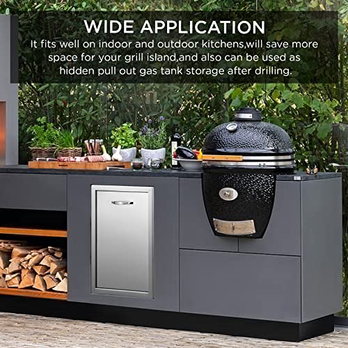LMRSTOO Pull Out Trash Drawer Stainless Steel with 2 4.4 Gallon Trash Cans 19.7" D x 13.5" W x 19.3" H,Built-in Roll Out Outdoor/Indoor Kitchen BBQ Island Trash Bin Storage