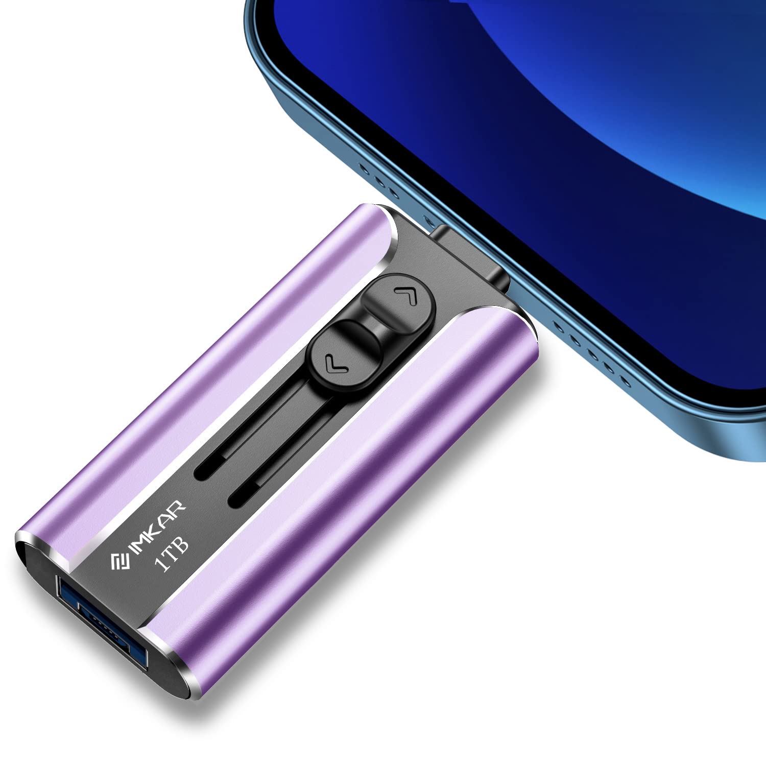 IMKAR USB Flash Drive 1TB Phone Memory Stick Storage for Photos and Videos, Phone Mobile Photo Stick Storage Flash Thumb Drive Compatible with Phone Pad Android and Computers (Purple)