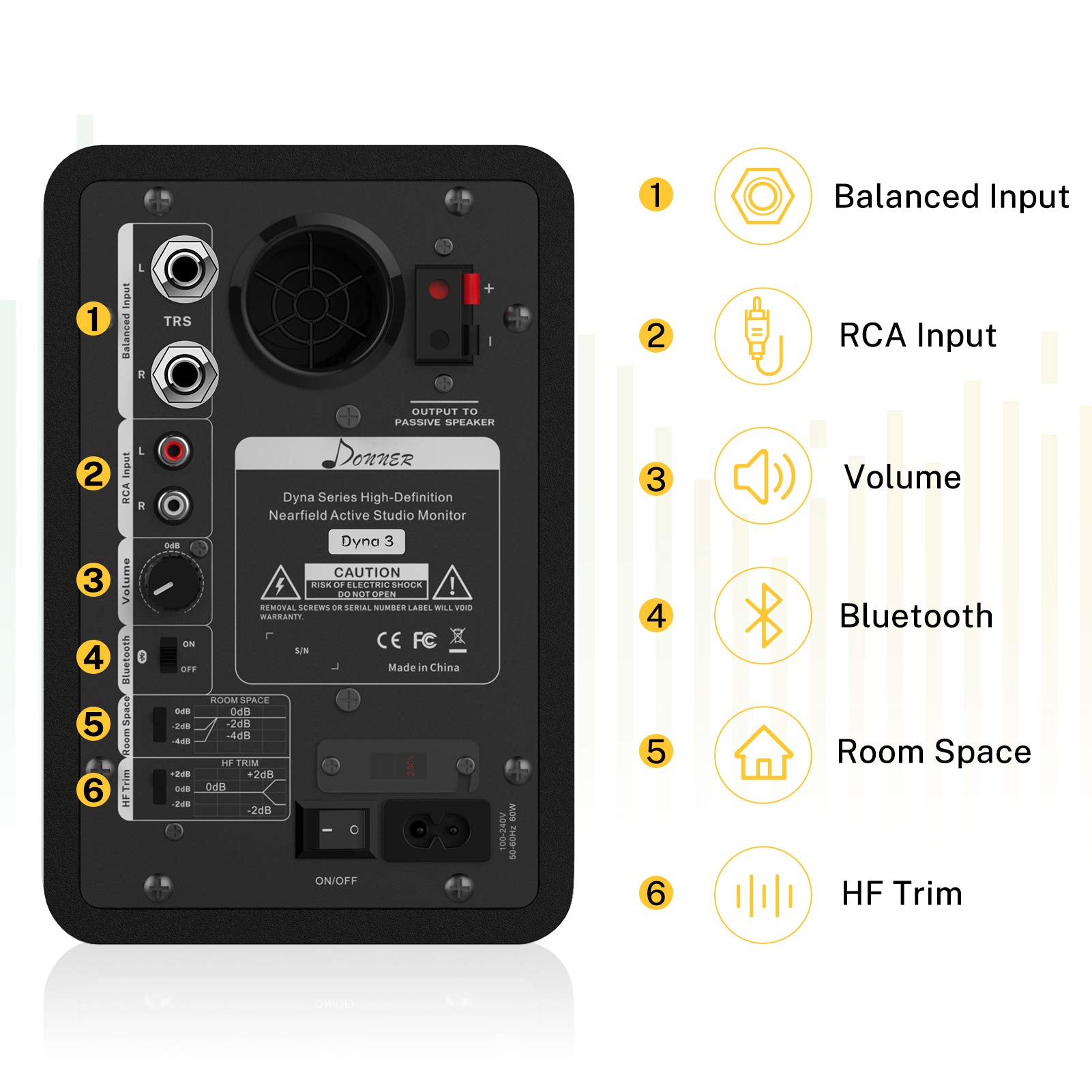 Donner Studio Monitors 3" Near Field Studio Monitors with CSR 5.0 Bluetooth, for Music Production, Live Streaming and Podcasting, 2-Pack Including Monitor Isolation Pads-New Version(Dyna3 Black)