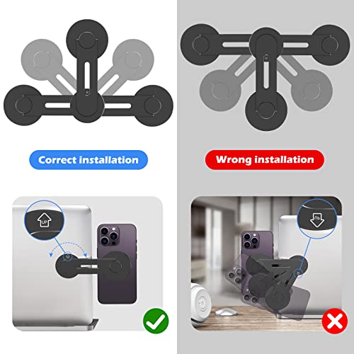 imluckies Magnetic Laptop Phone Holder, 180° Adjustable Continuity Camera Mount Compatible with Magsafe for iOS 16 & MacBook macOS 13 Ventura, for 14/13 /12 Series, Black