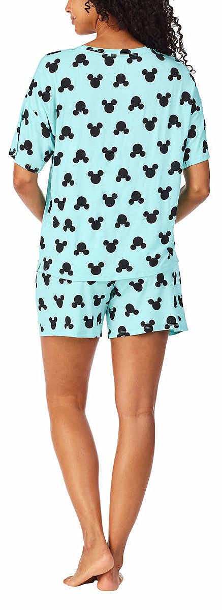 Disney Womens Short Pajama Set with Pockets (Aqua, X-Large)