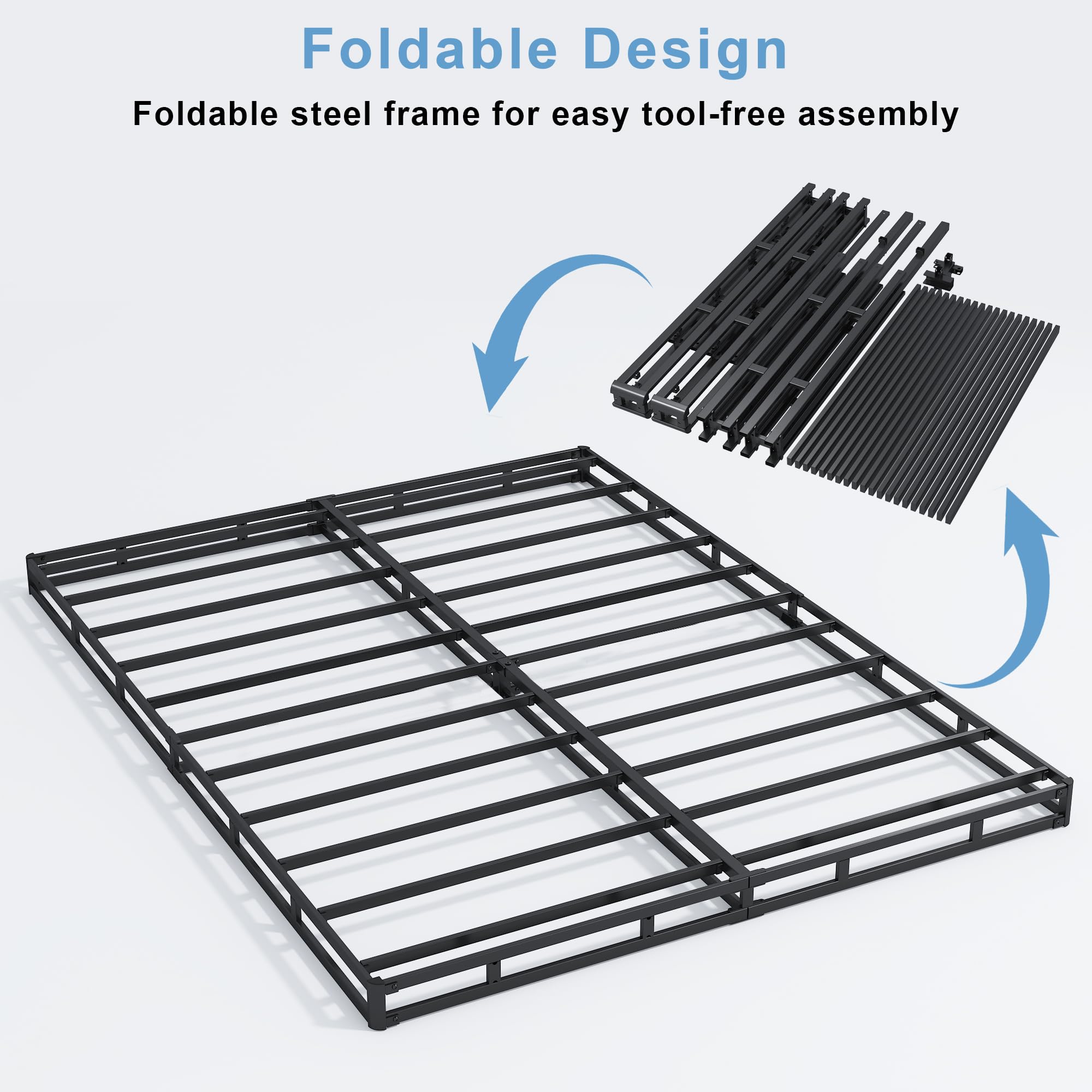 HOBINCHE Full Box Spring 3 Inch, Low Profile Box Spring for Full Bed, Heavy Duty Mattress Foundation,Metal Bed Base with Fabric Cover/Non-Slip/Easy Assembly