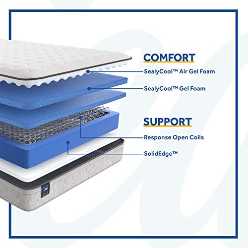 Sealy Essentials Spring Winter Green Faux Eurotop Medium Feel Mattress and 9-Inch Foundation, King