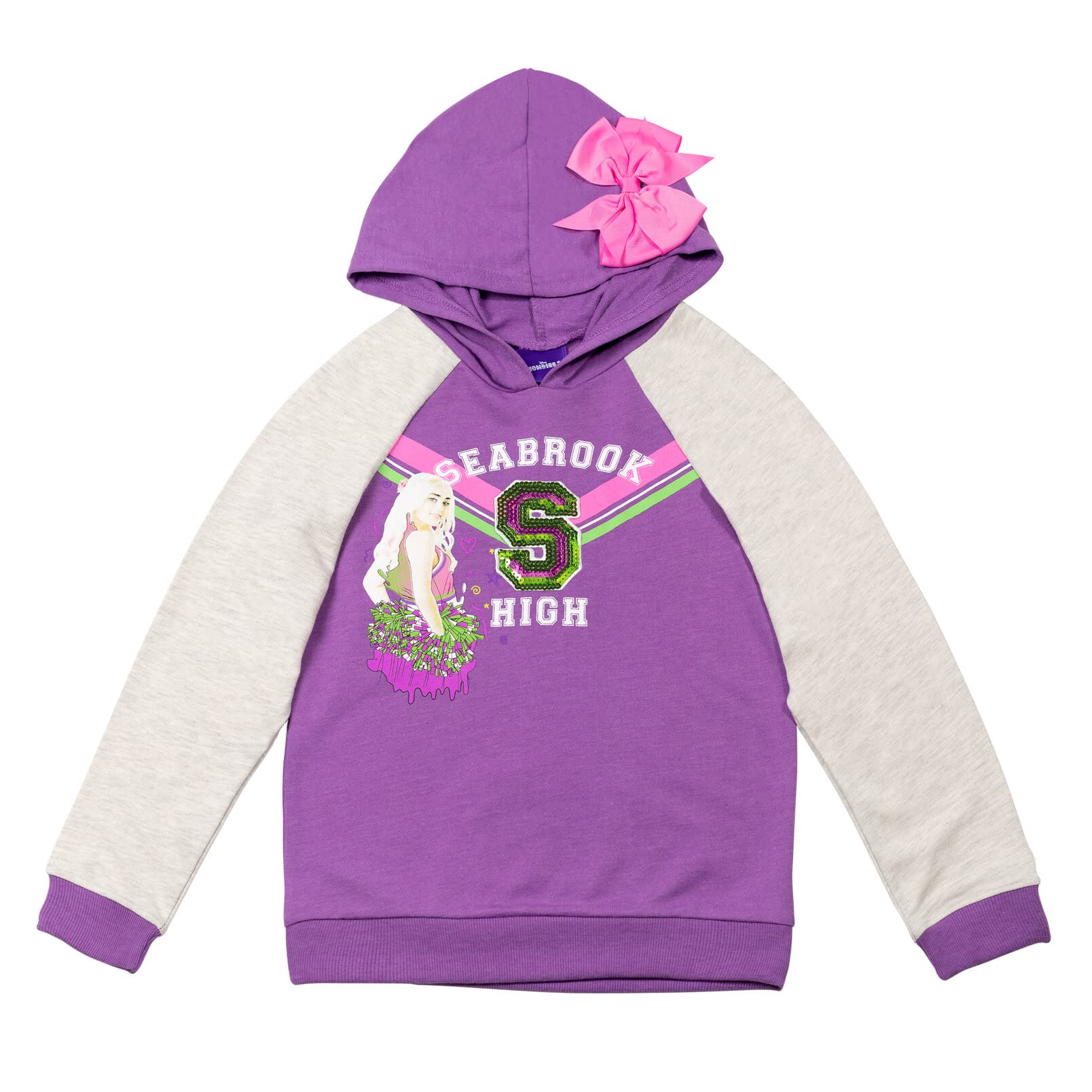 Disney Zombies Addison Little Girls French Terry Sequin Pullover Hoodie Purple 7-8