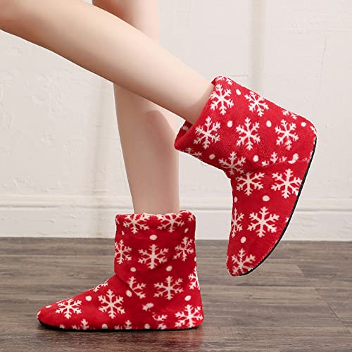 FASDNENDYS Christmas Festive Household Warm Silent Floor Boots Floor Slippers Snow Shoes Womens Kitty Slippers Size 5 Watermelon Red