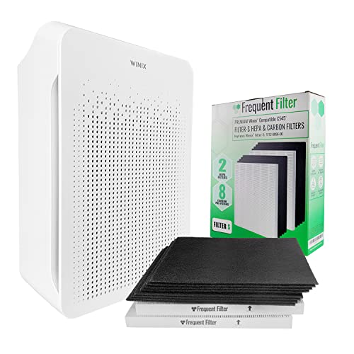 Frequent Filter Winix Compatible C545 Filter S Replacement - Fits Winex C545 Air Purifier - Replaces Part Number 1712-0096-00 - Includes 2 True H13 Grade & 8 Activated Carbon Filters - Smoke & Odor