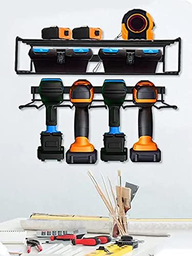 HUMINGCAI Power Tool Organizer Electric Drill Storage Rack Wall Mount Garage Tool Organizers Heavy Duty Tool Holder Rack 130lb Weight Limit Suitable for Garage Home Workshop AL(black)
