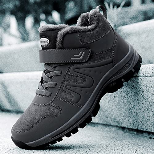 FASDNENDYS Couple Models Men's Middle Aged and Elderly Hook Loop Plus Velvet Thickening Non Slip 530 Mens Shoes Sneaker Grey