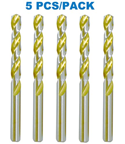 HSS Drill Bit 11/32 inch Twist Jobber Length Titanium Golden Flute Drill Steel Metal Iron-5Pcs