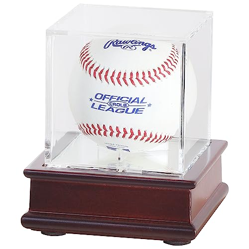 DisplayGifts Baseball Display Case Stand Holder- UV Protection, Cherry Finish Stand
