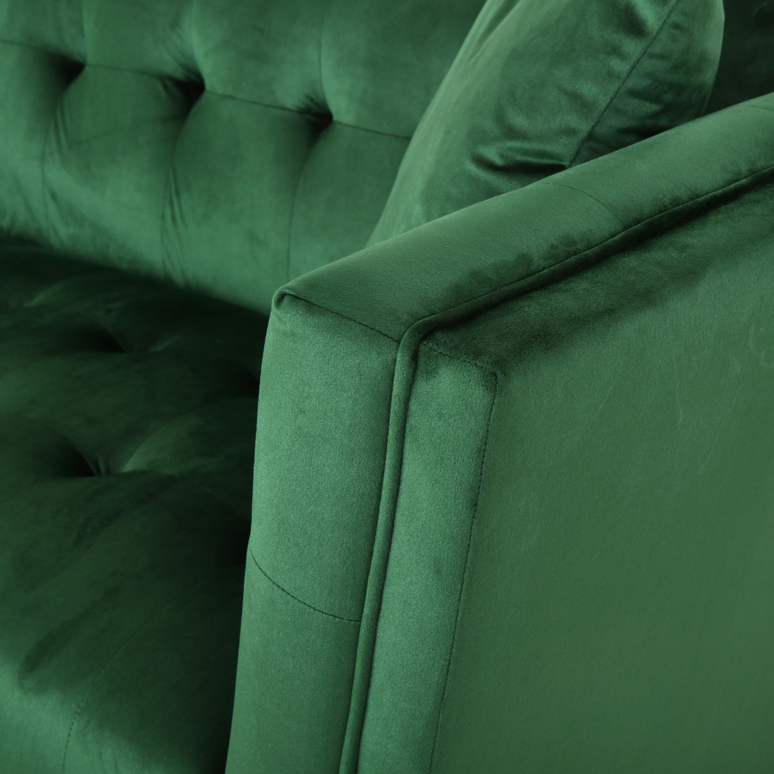 Merax Comfy 3-seat Velvet Sofa with Metal Legs, Modern Couch for Living Room, Bedroom, Apartment, Office, Emerald