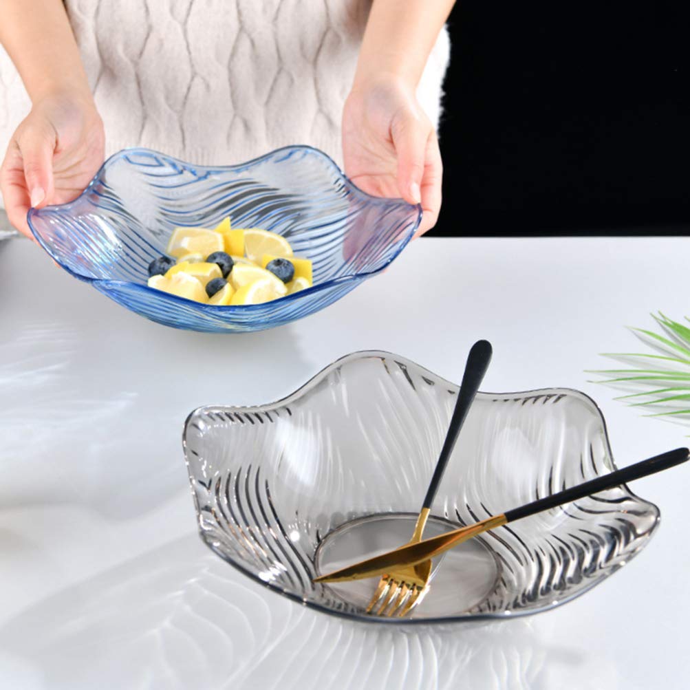 Hemoton Glass Bowl Decorative Plastic Salad Bowl Fruit Bowl Plate Snack Dish Dessert Bowl Food Serving Bowls for Bread Snacks Vegetables Candy Appetizer Potpourris Flatware Tray