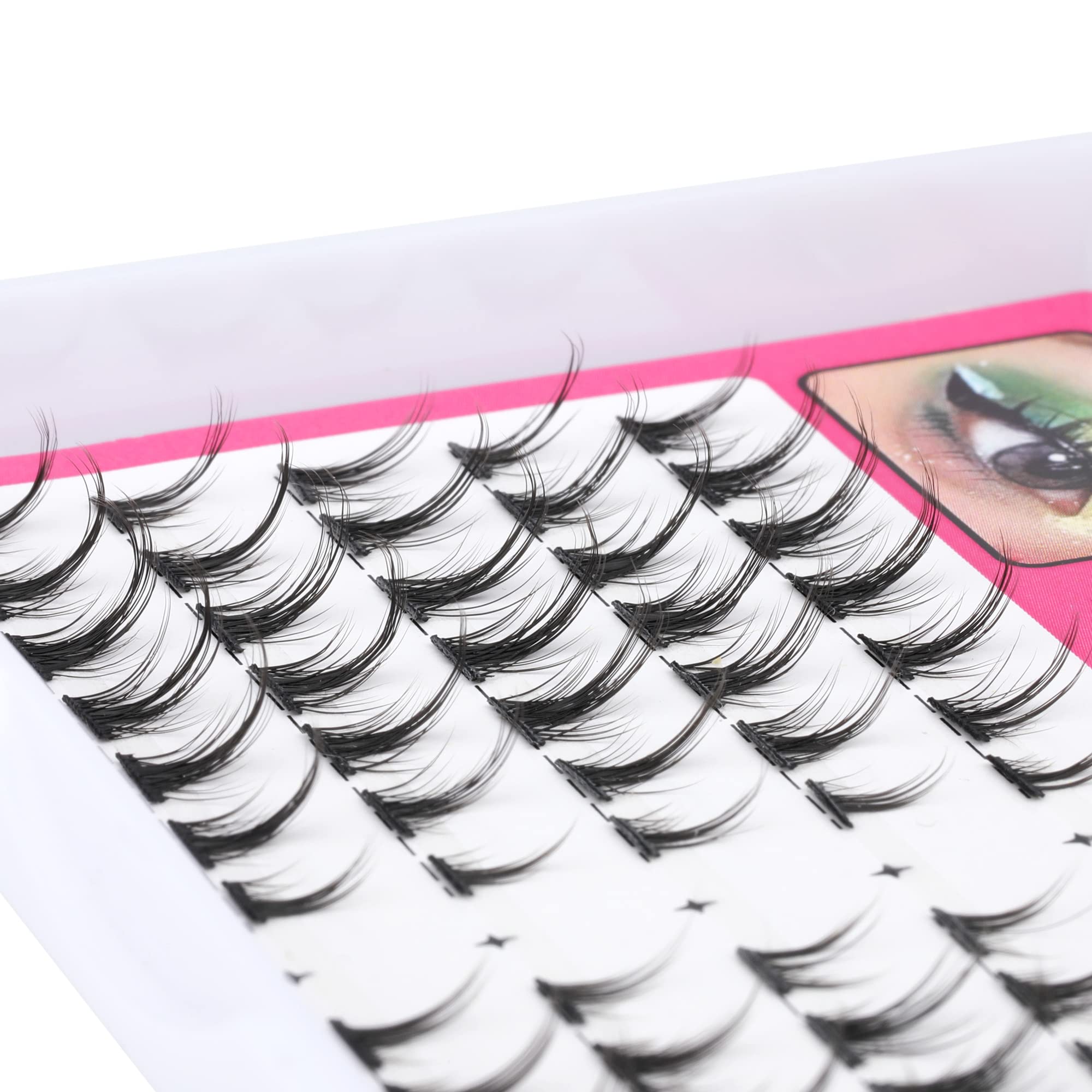Individual Manga Lashes Natural Look False Eyelashes Anime Cosplay Mink Eye Cluster Spiky Lashes Wispy Fake Eyelashes by EYDEVRO (70 Clusters)